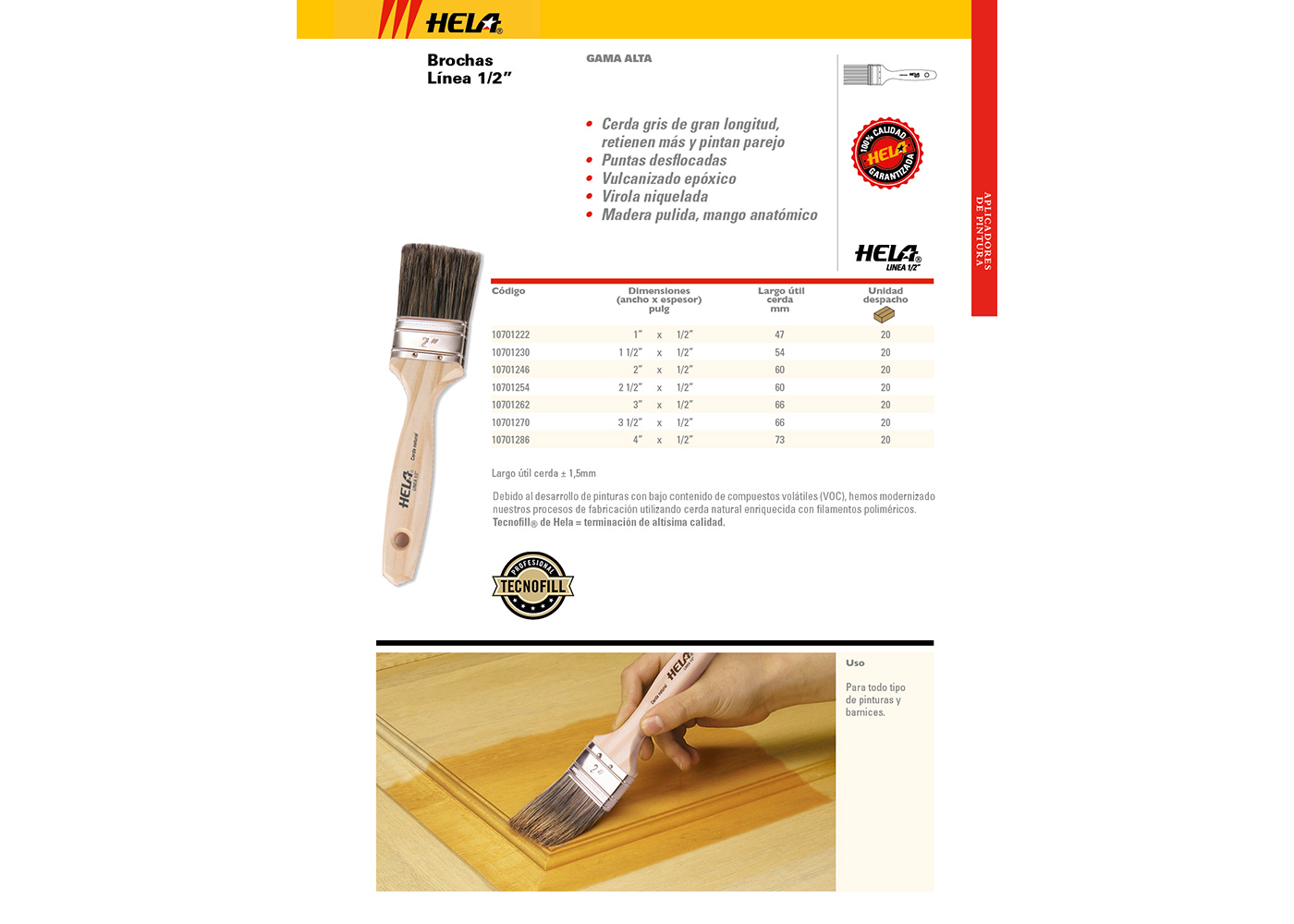 Brocha planas hela 1/2 x 2 | MCT