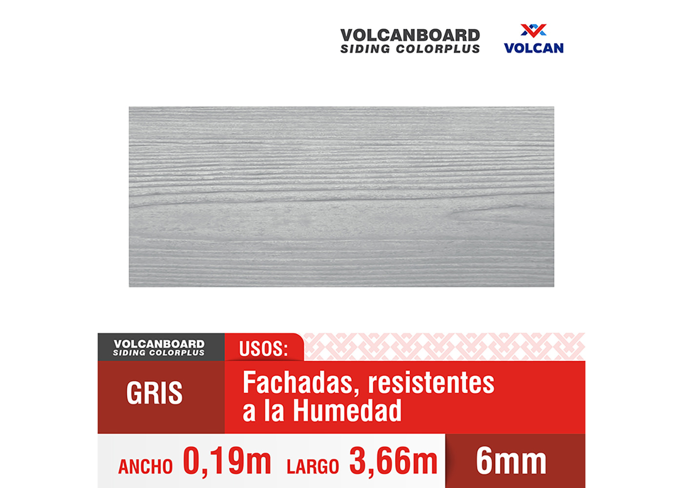 Tinglado volcanboard siding m/nativa 6mm 190x3660