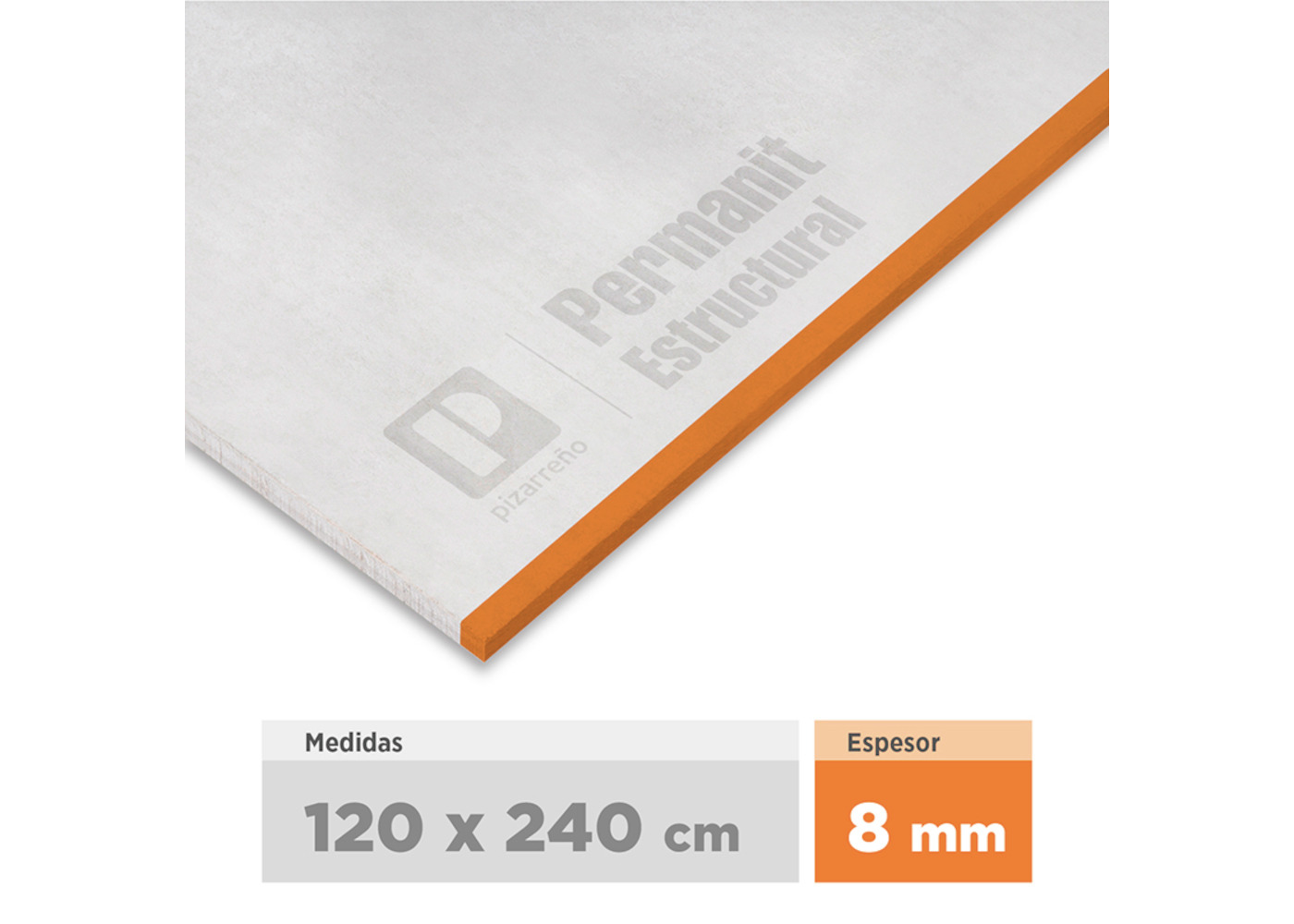 Fibrocemento permanit 8.0mm 1.20 x 2.40